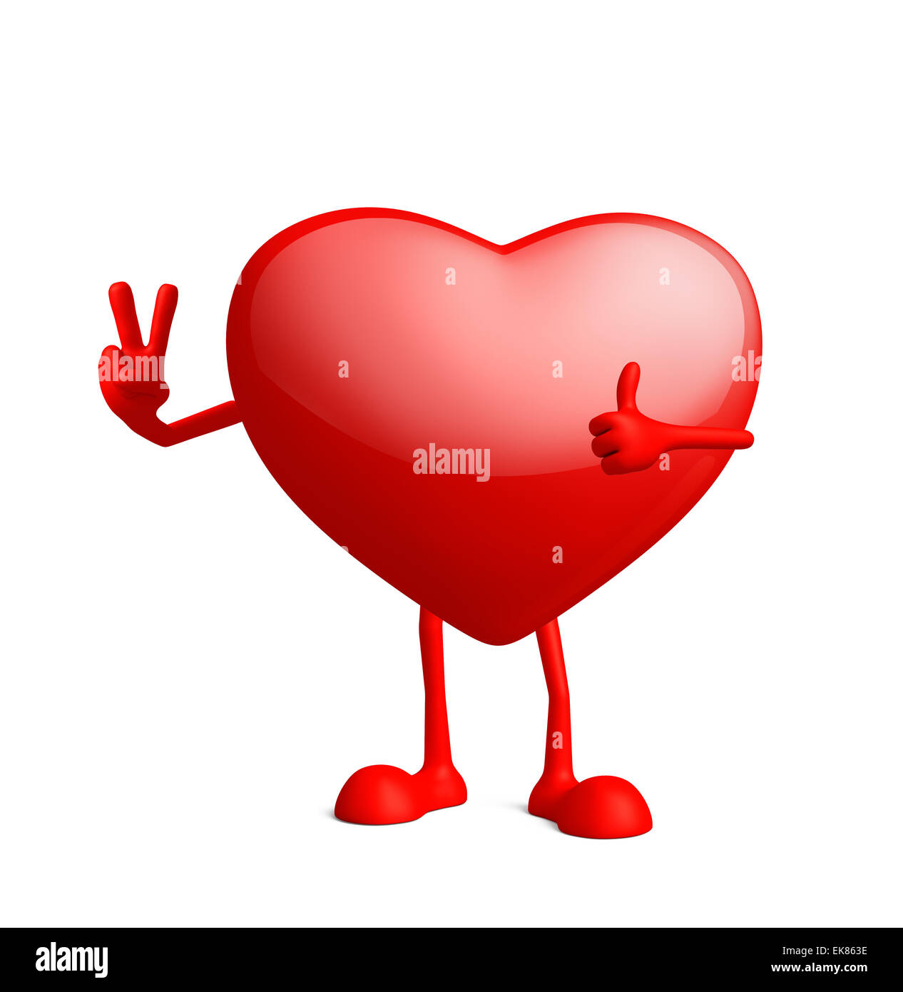 Illustration of 3d heart character with win pose Stock Photo - Alamy