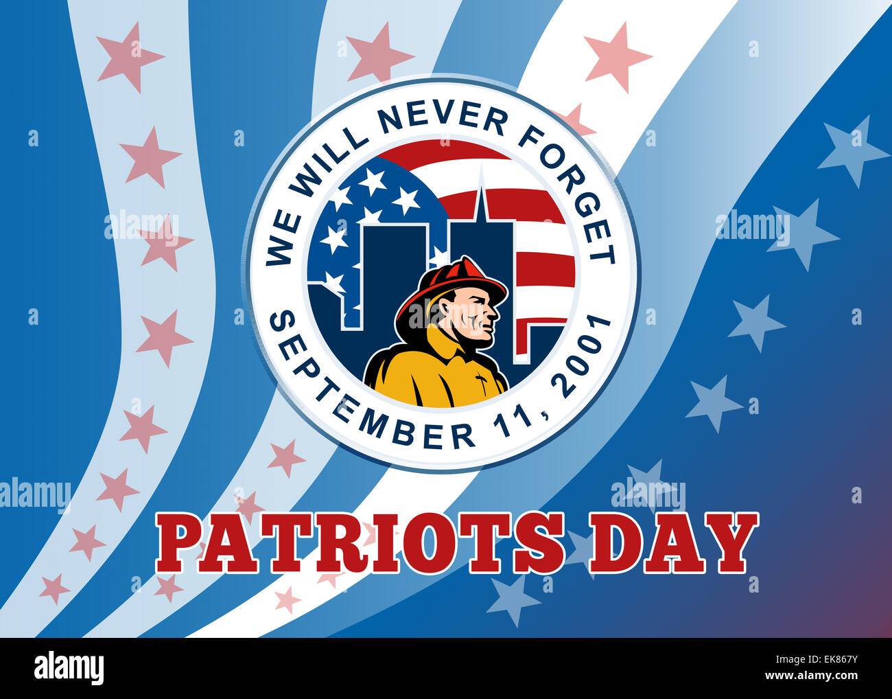 American Patriot Day Remember 911 Poster Greeting Card Stock Photo - Alamy