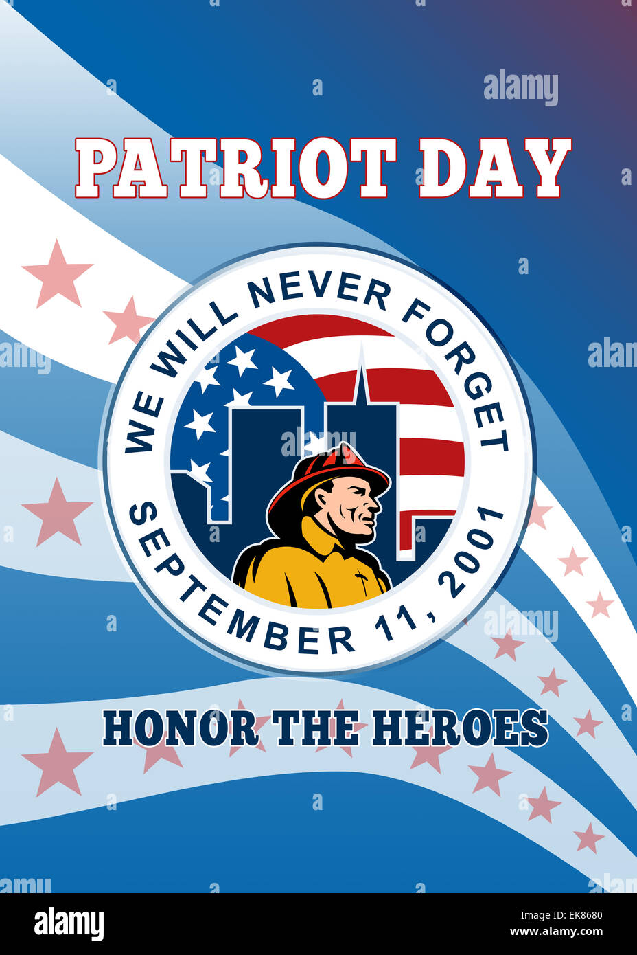 American Patriot Day Remember 911 Poster Greeting Card Stock Photo - Alamy