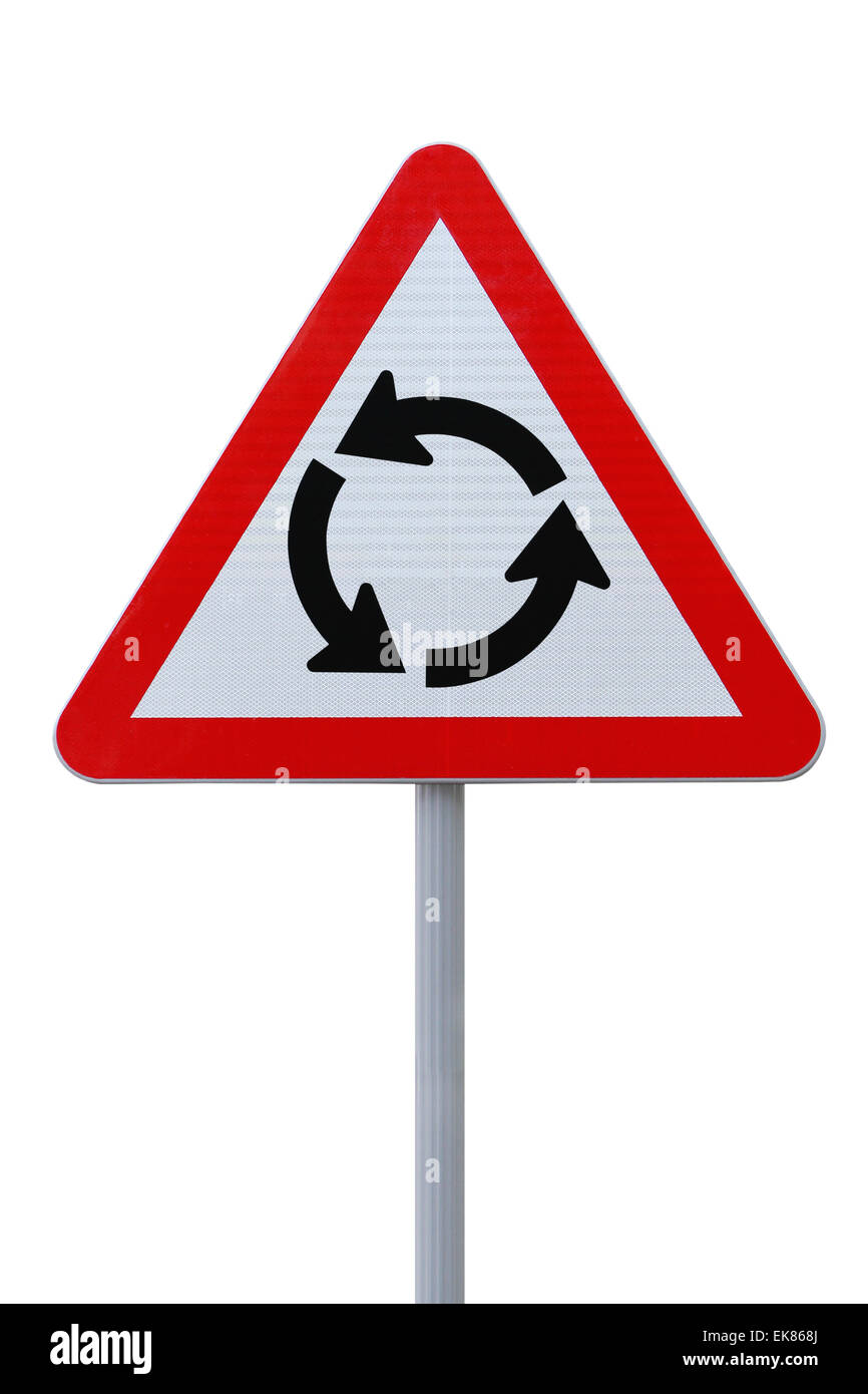 Roundabout Sign on White Stock Photo - Alamy