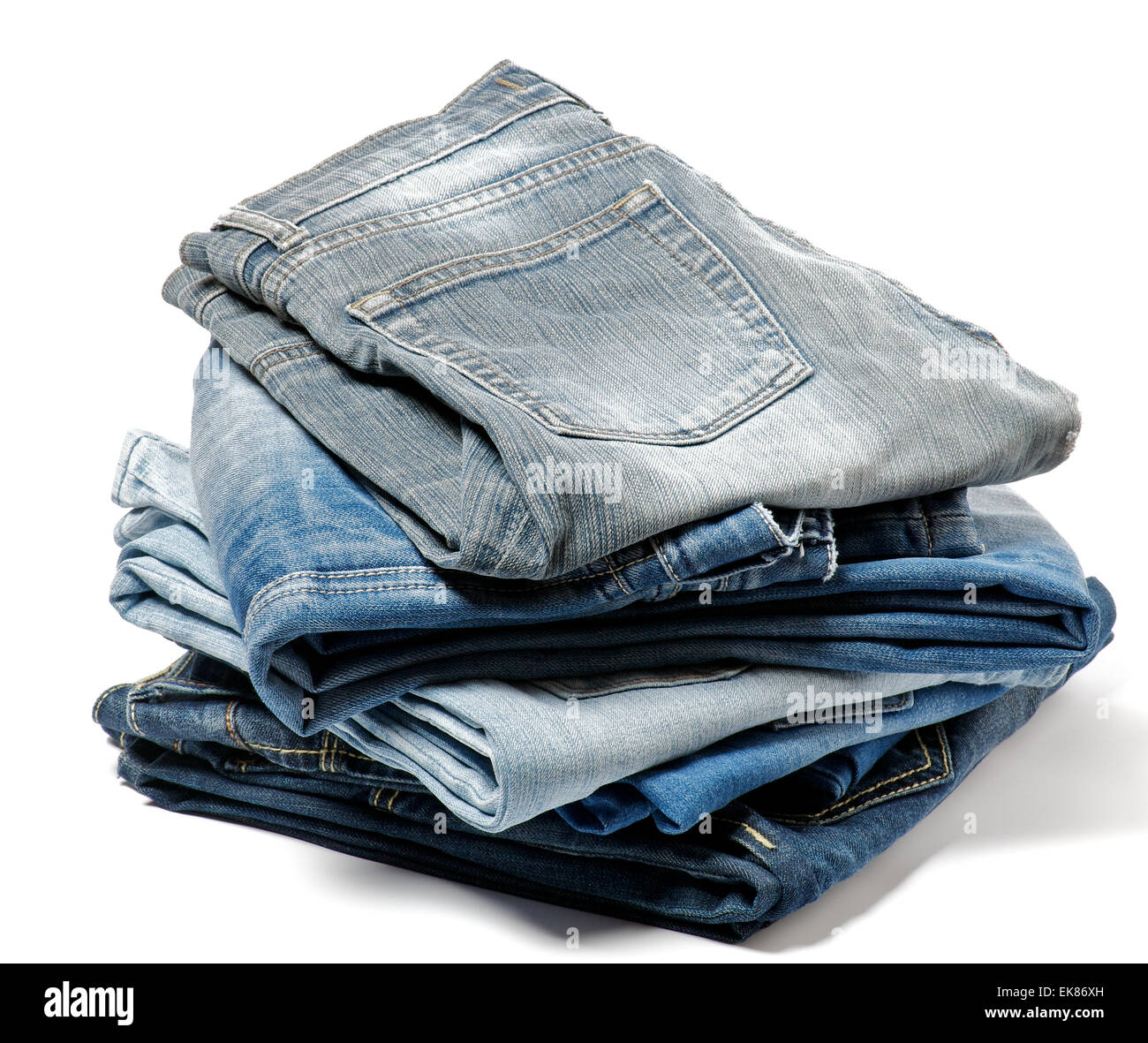 Stack of Folded Old Jeans Stock Photo - Alamy