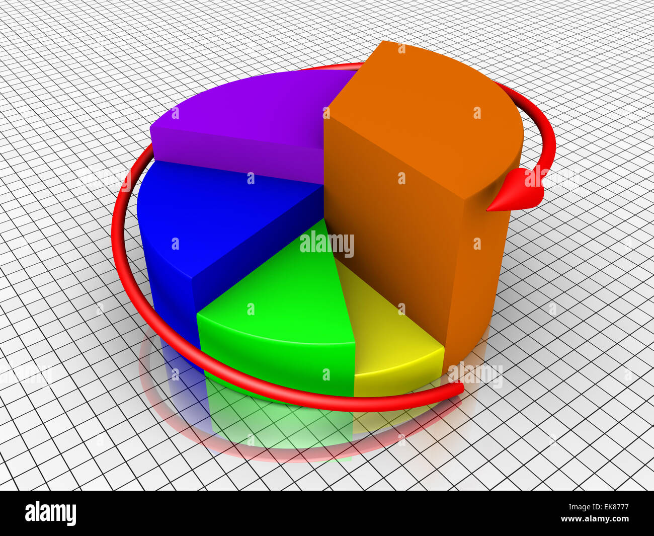 Growing diagram of a pie chart and arrow Stock Photo - Alamy