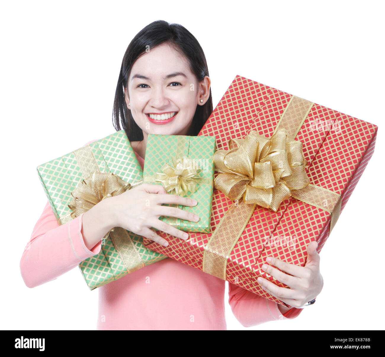 Young Woman With Presents Stock Photo - Alamy