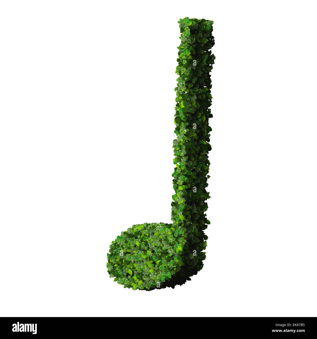 Musical note crotchet symbol made from green leaves isolated on white ...