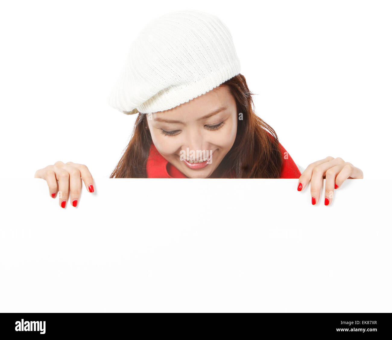 Woman Above Blank Space Stock Photo - Alamy