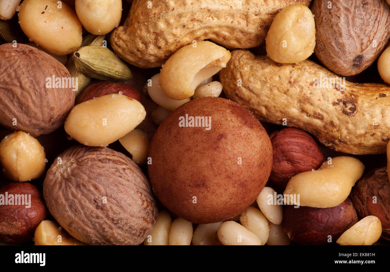 Various Nuts Background Stock Photo - Alamy