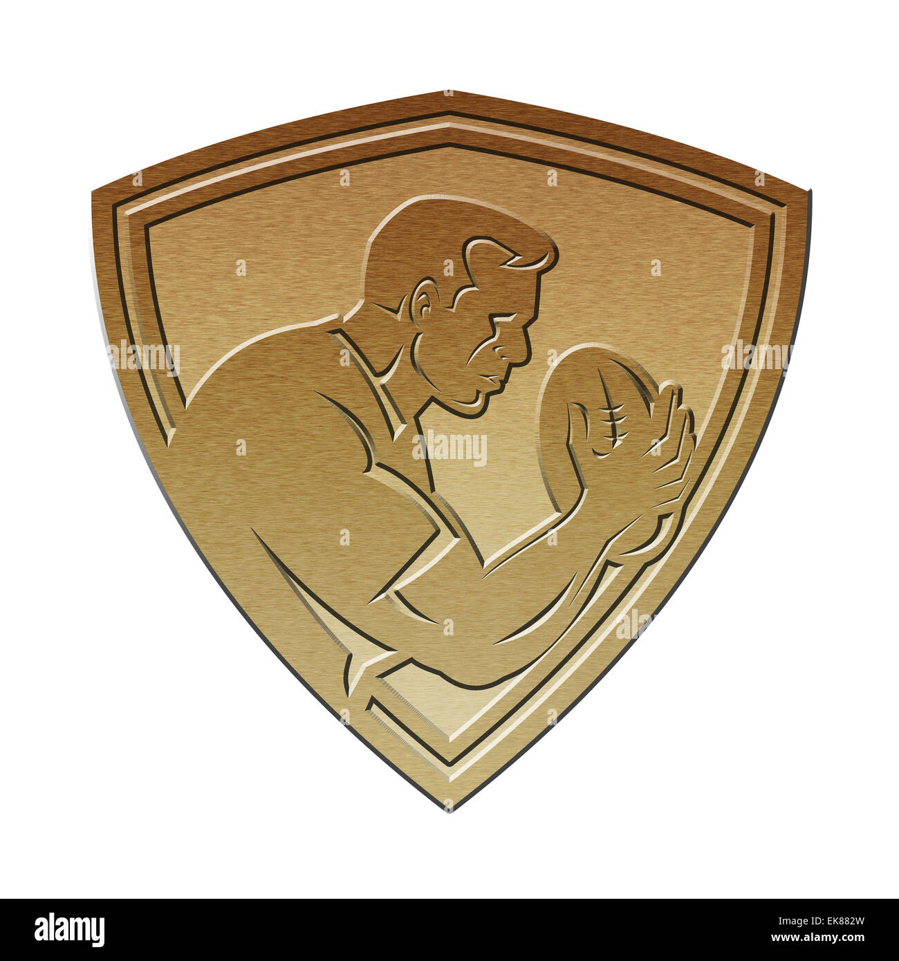 rugby player shield metallic gold Stock Photo - Alamy