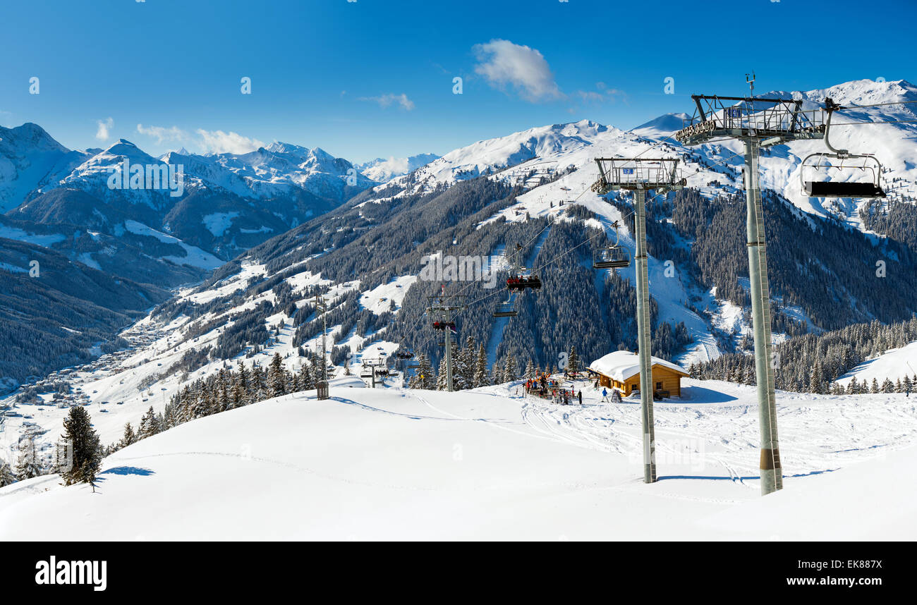 Snow background with ski and snowboard tracks Stock Photo - Alamy