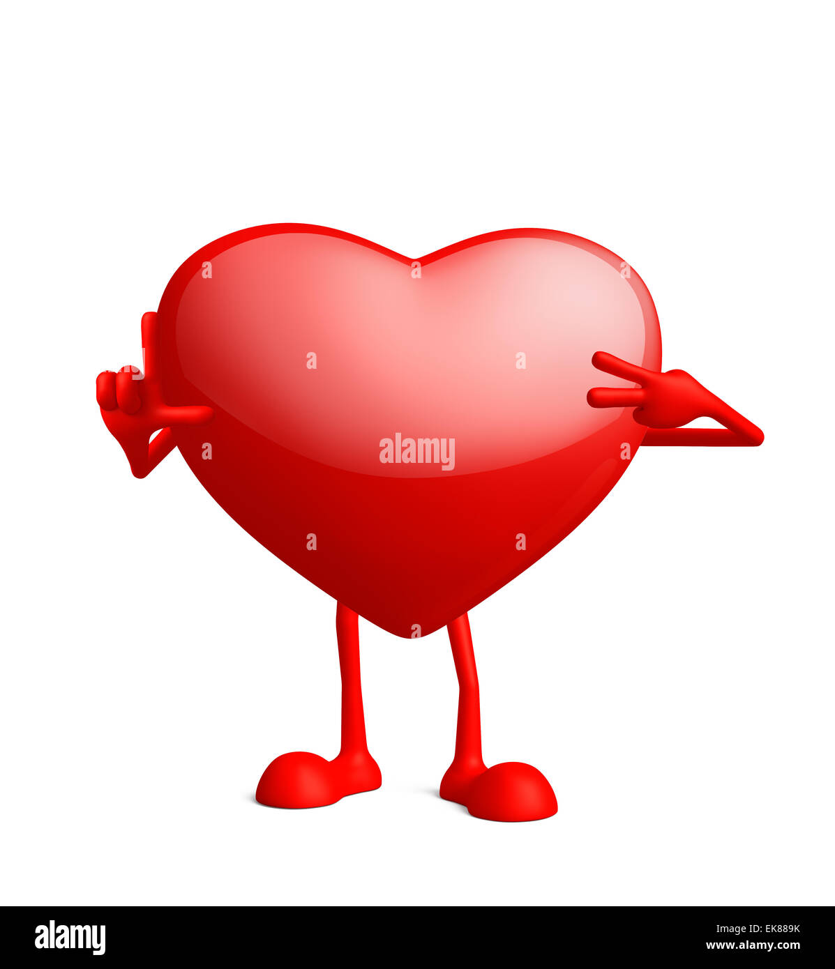 Illustration of 3d heart character with win pose Stock Photo - Alamy