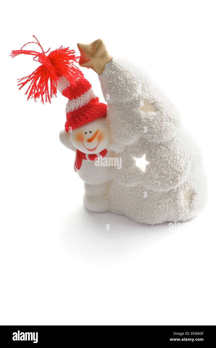 Snowman in Knitted Hat Stock Photo - Alamy