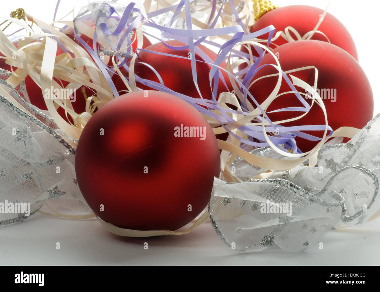 Christmas Baubles and Ribbons Stock Photo - Alamy