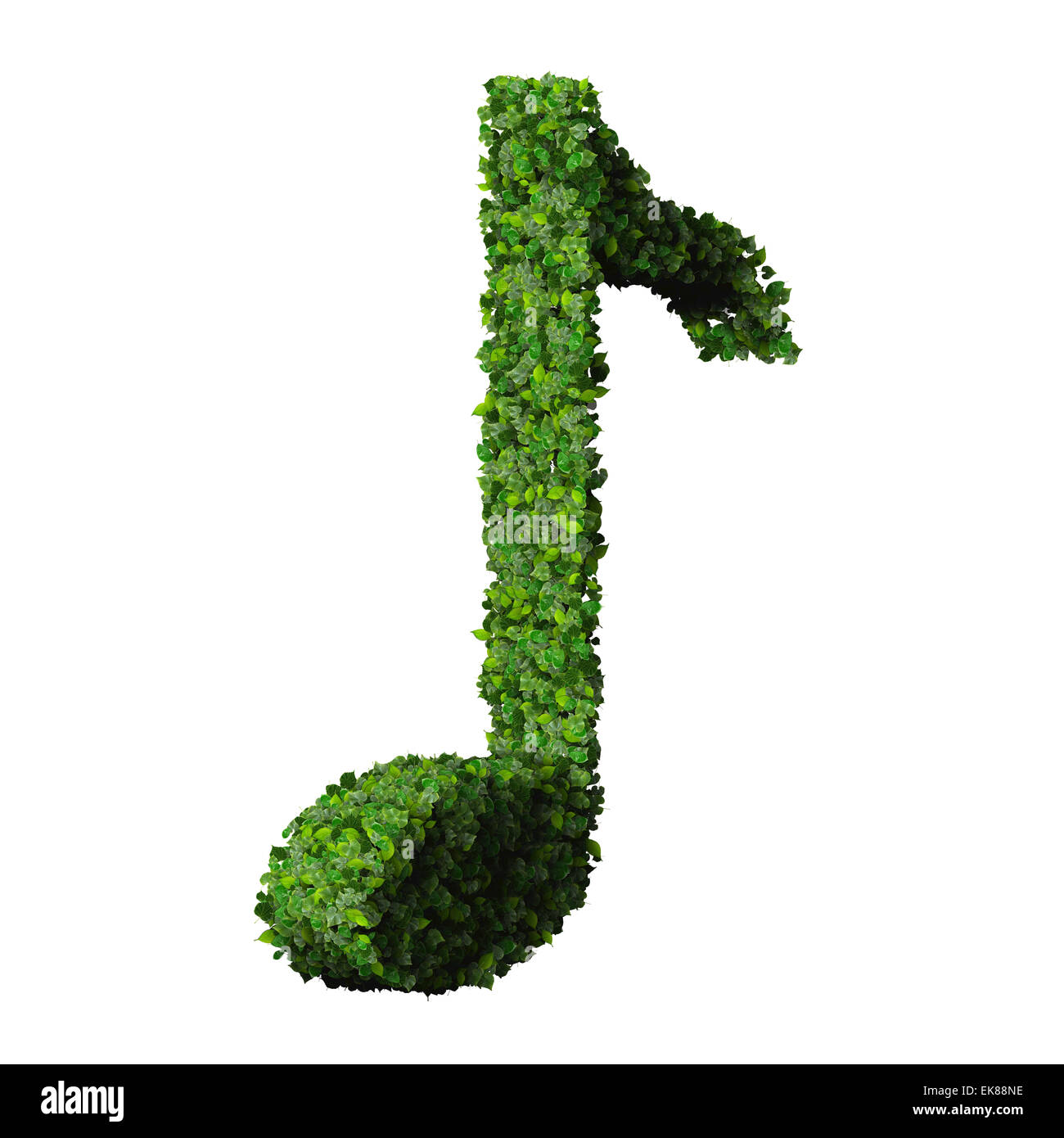 Musical note eight symbol made from green leaves isolated on white ...