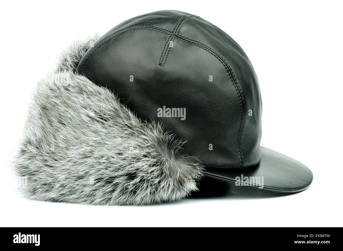 Winter Fur Hat with Ear Flaps Stock Photo - Alamy