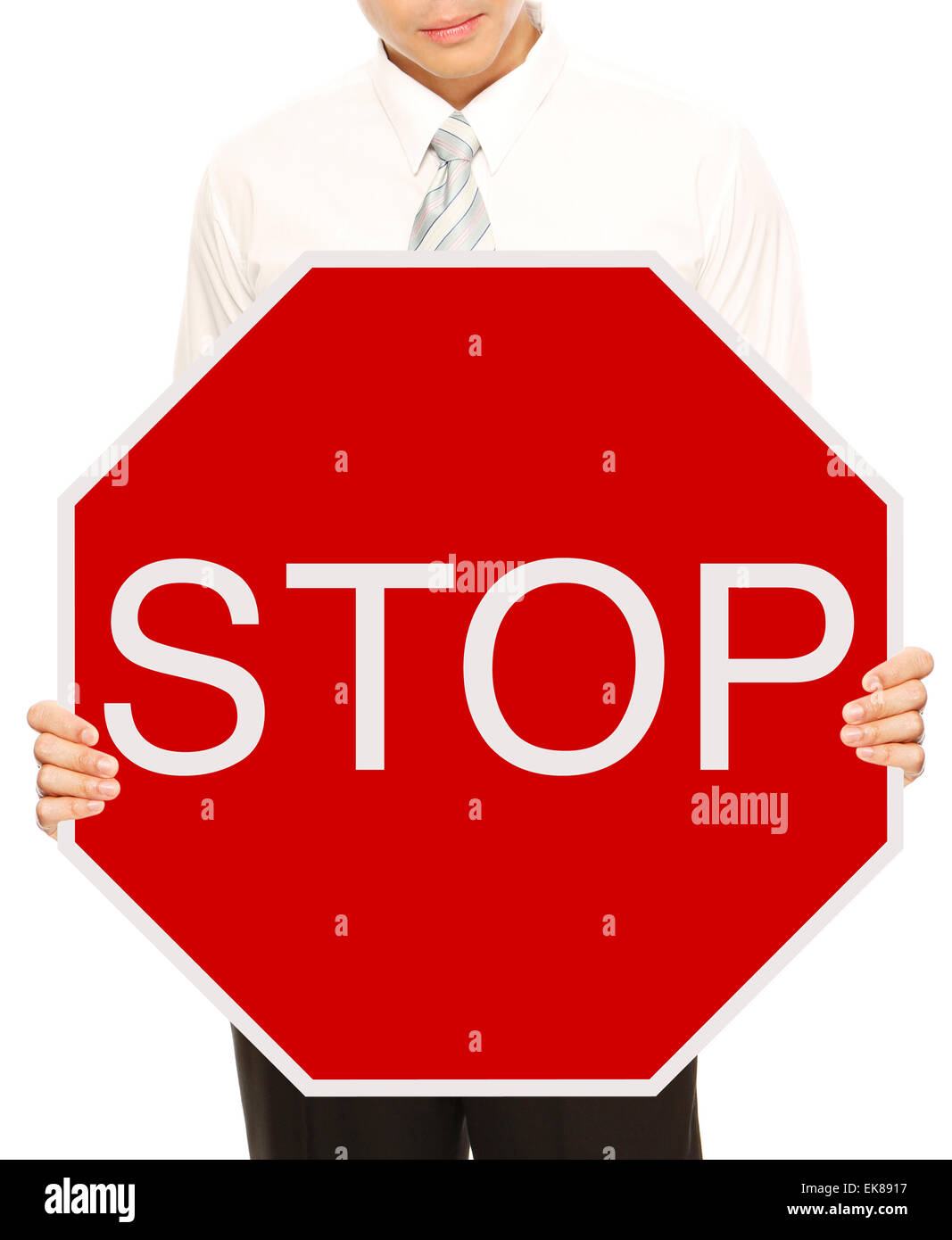 Worker Holding Stop Sign Stock Photos & Worker Holding Stop Sign Stock ...