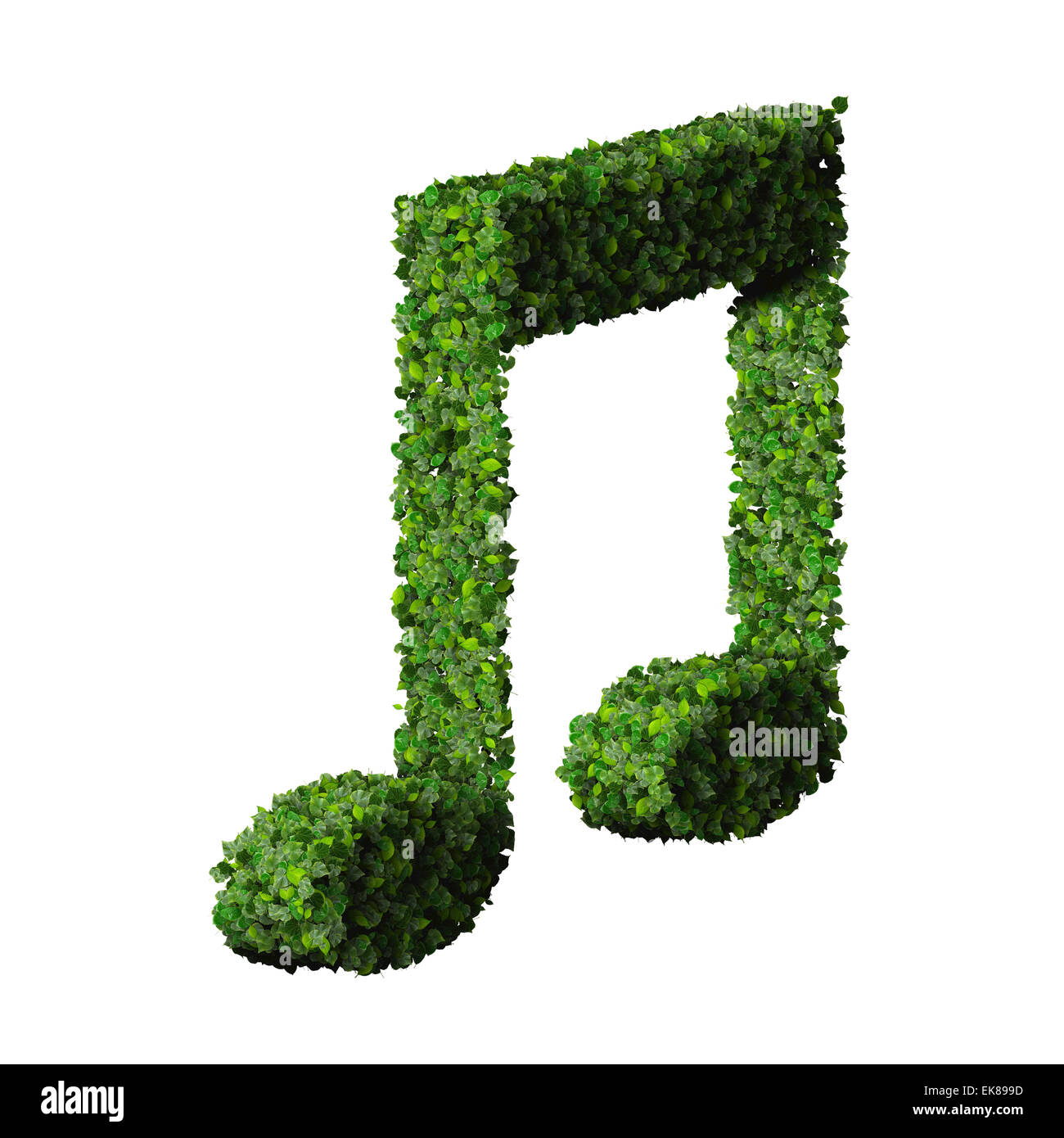 Musical note double eight symbol made from green leaves isolated on ...