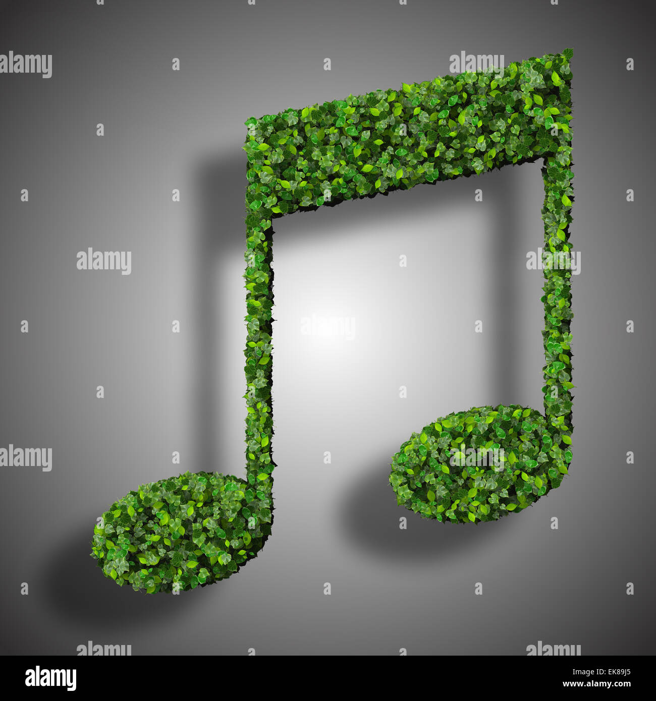 Musical note double eight symbol made from green leaves isolated on ...