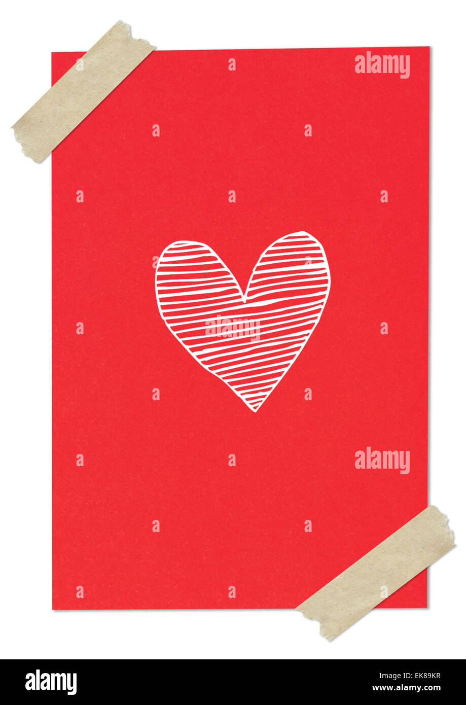 Handwriting heart shape on red paper with tape Stock Photo - Alamy