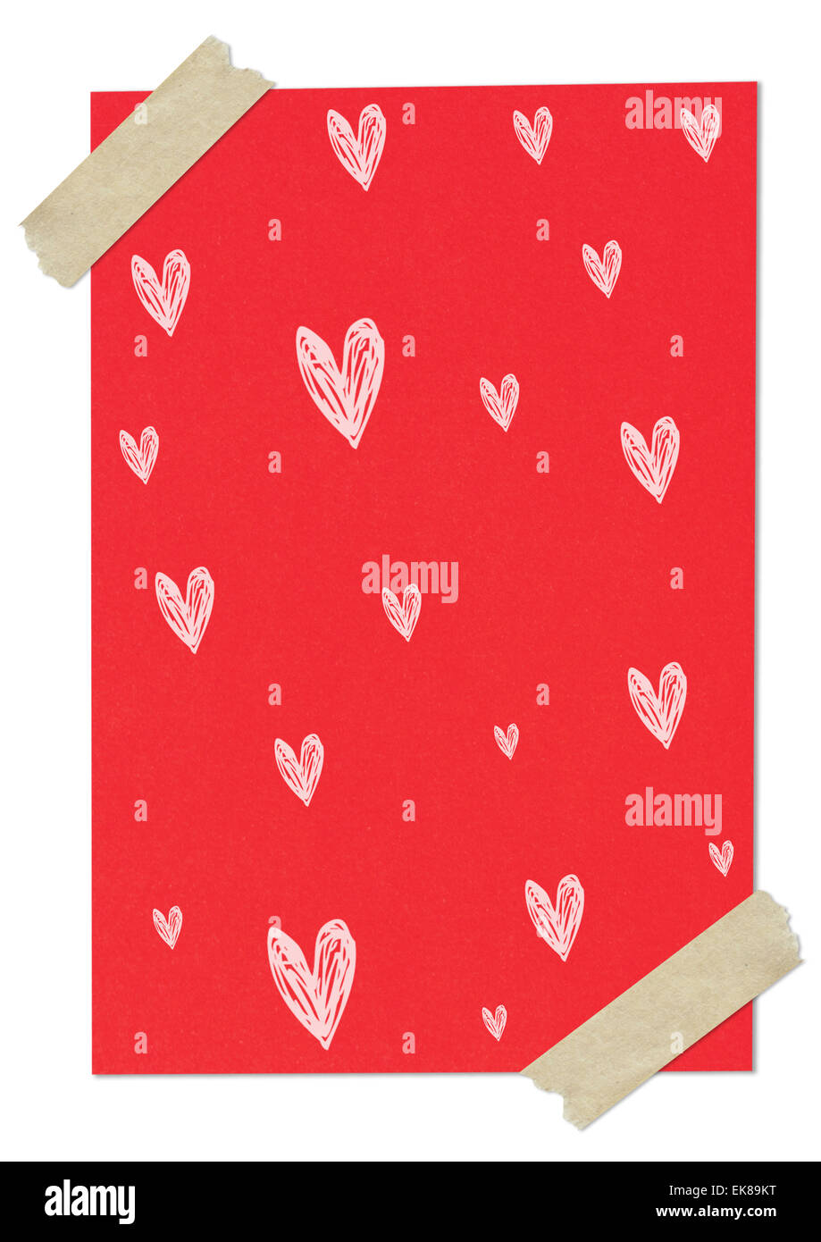 Handwriting heart shape on red paper with tape Stock Photo - Alamy