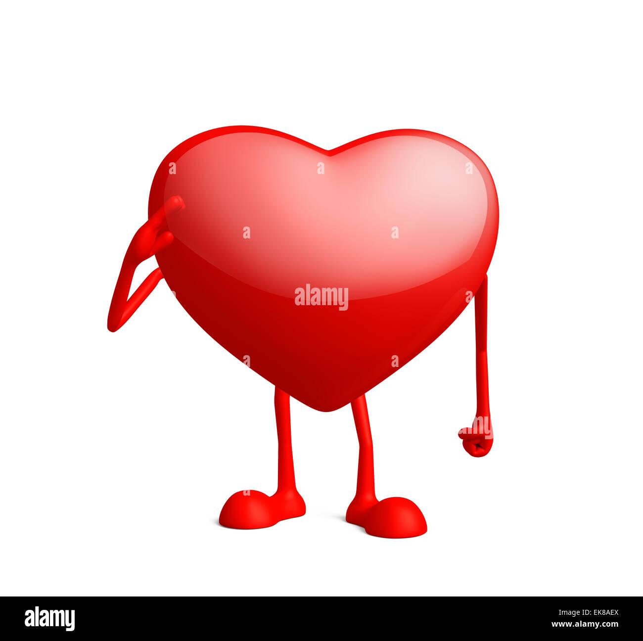 Illustration of 3d heart character with salute pose Stock Photo - Alamy