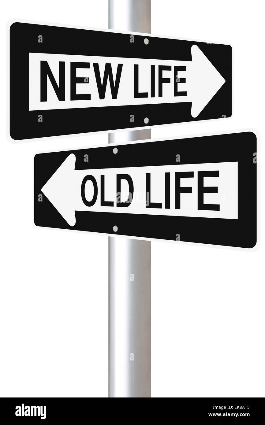 Old way and new way signs hi-res stock photography and images - Alamy