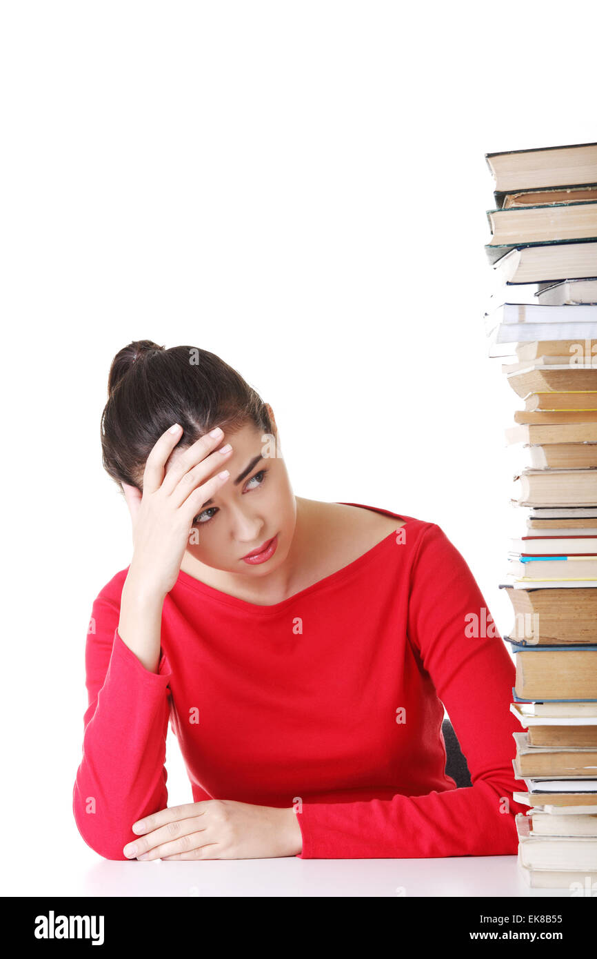 Sad female student with learning difficulties Stock Photo - Alamy