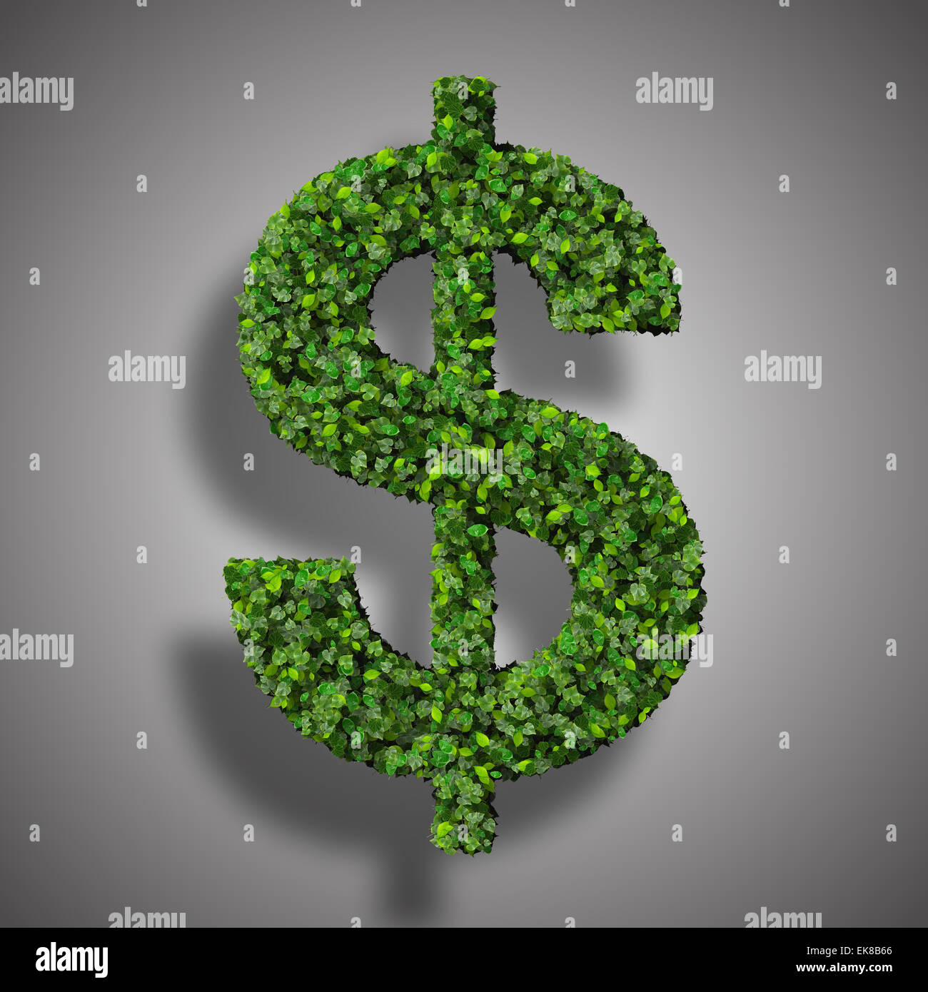 Dollar (currency) symbol or sign made from green leaves isolated on ...