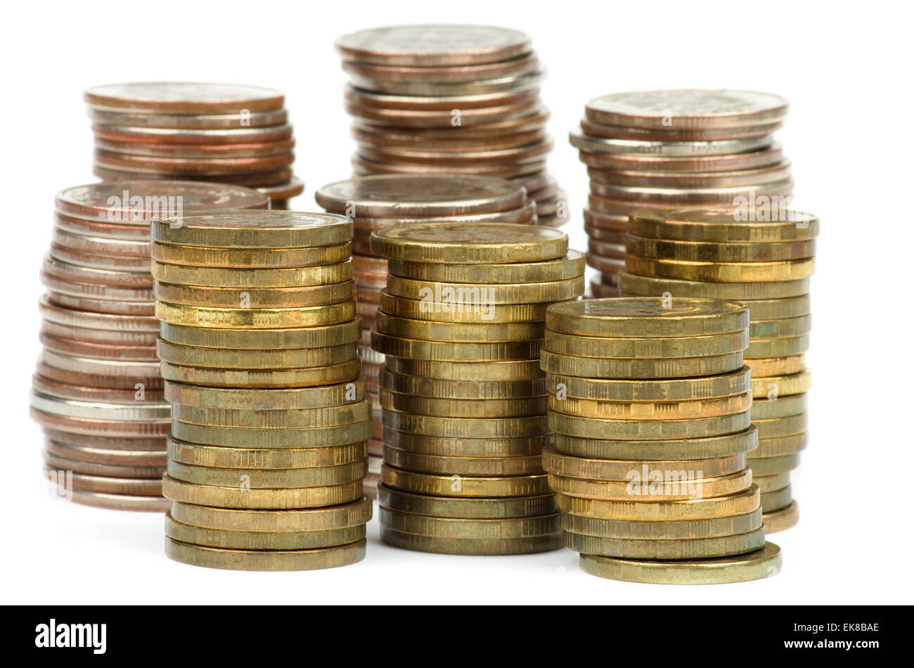 Stacks of silver coins hi-res stock photography and images - Alamy
