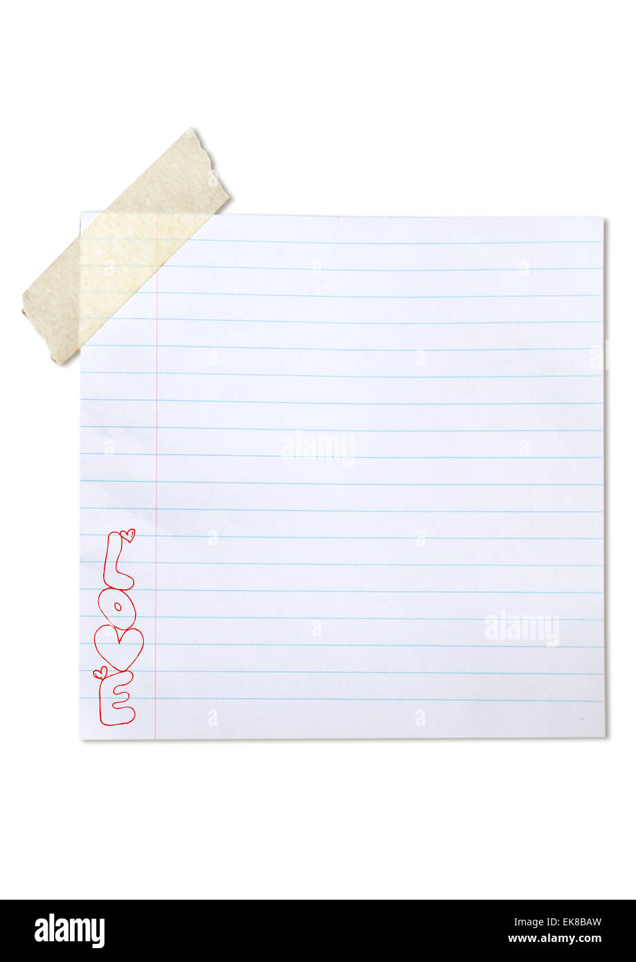 Handwriting love word on note paper with tape Stock Photo - Alamy