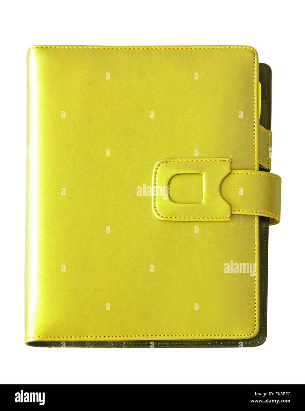 Leather yellow cover notebook isolated on white background Stock Photo ...