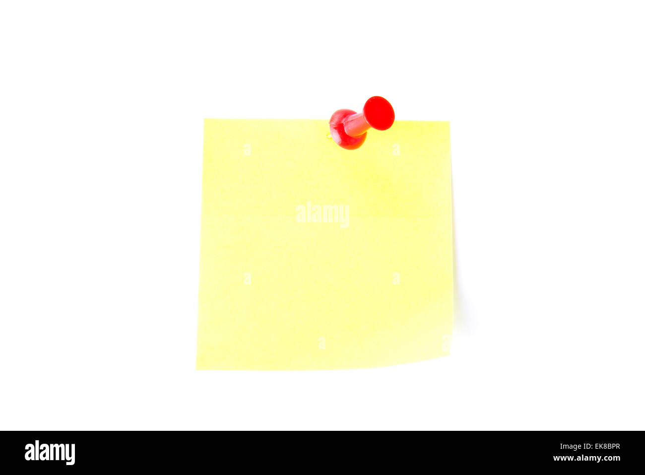 Yellow sticky note with pushpin Stock Photo - Alamy