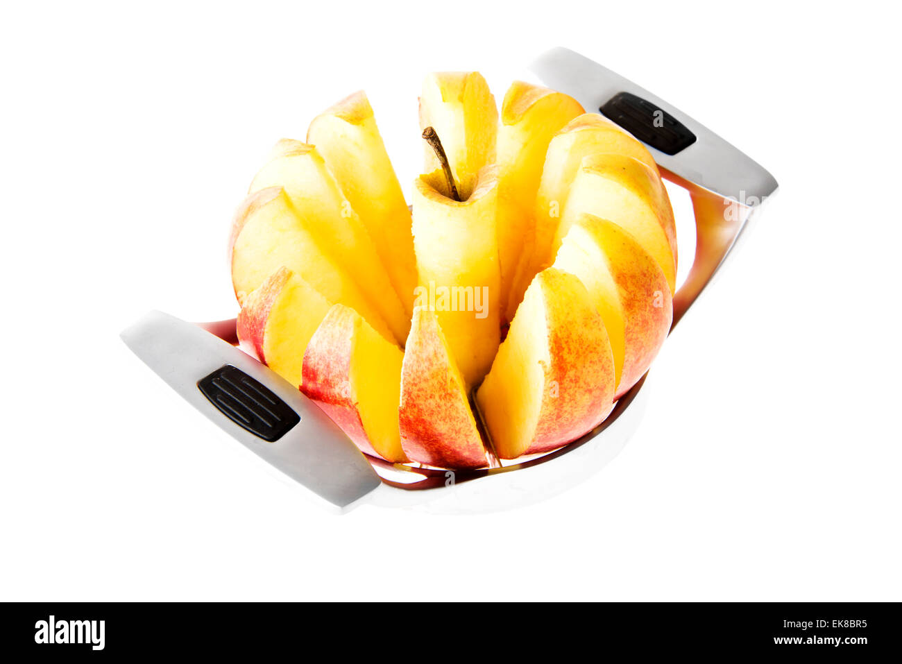 Red apple sliced slice fresh fruit healthy single one hi-res stock ...