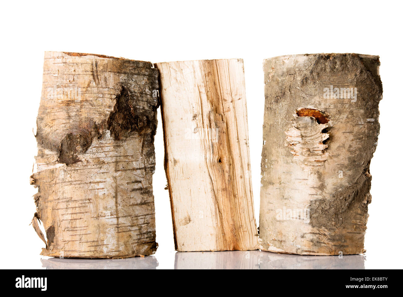 Cut log fire wood from birch-tree Stock Photo - Alamy