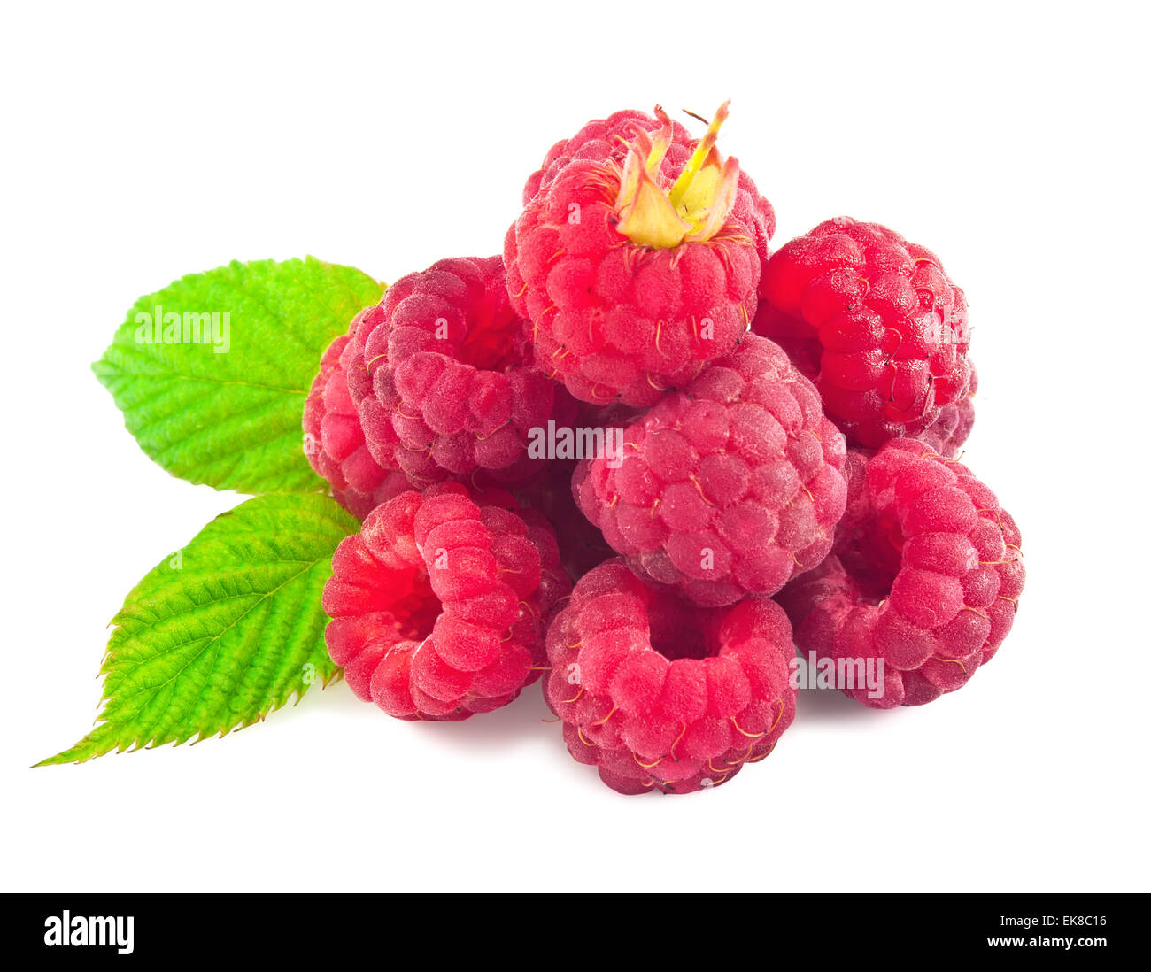 Fresh juicy raspberries green Cut Out Stock Images & Pictures - Alamy
