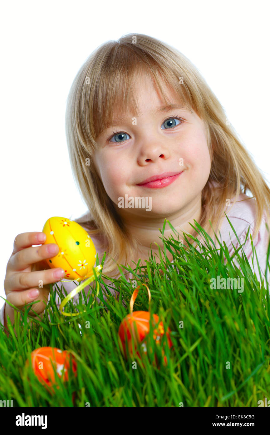 Hunting for easter eggs girl outdoors hi-res stock photography and ...
