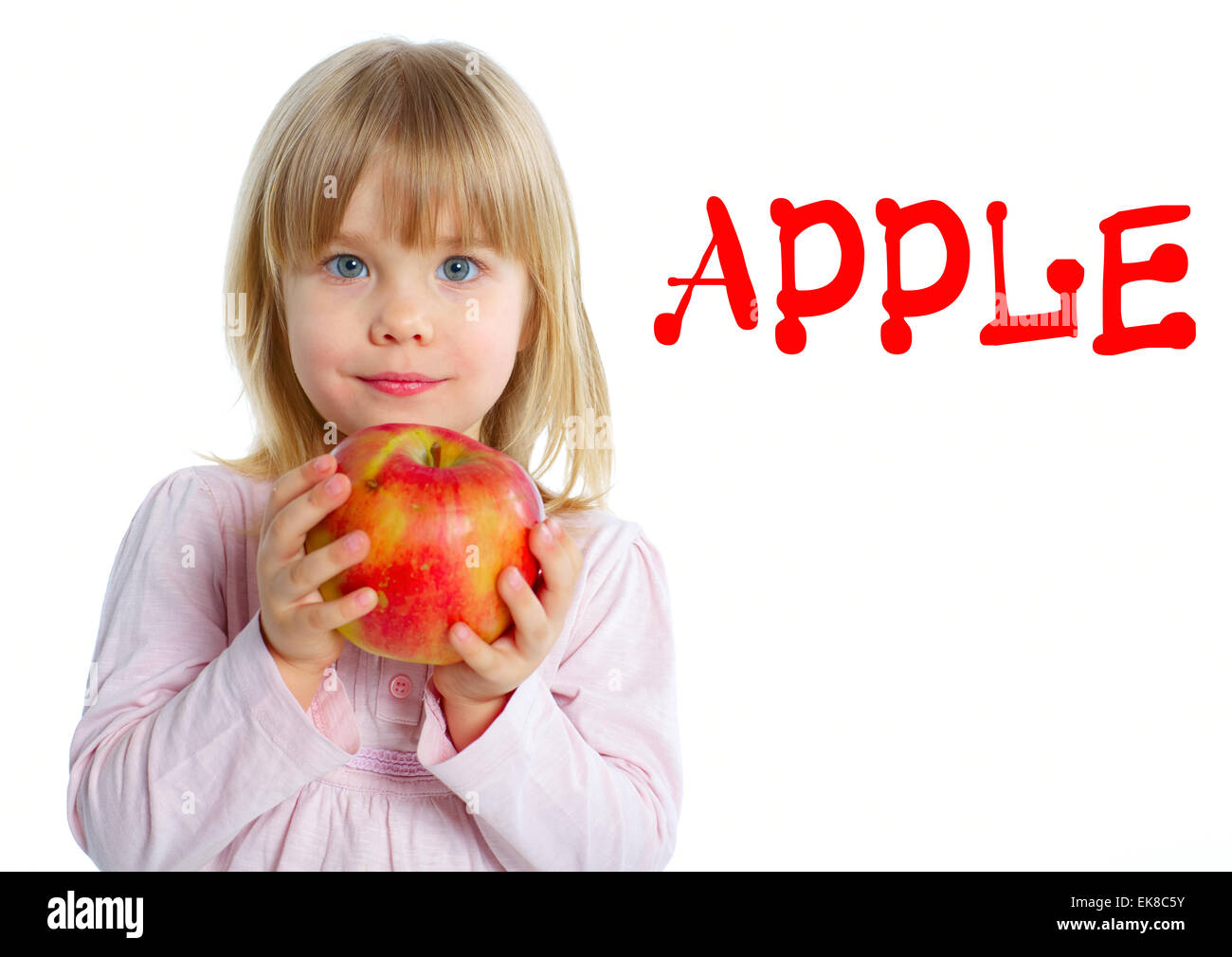 Young Girl with Apple Stock Photo - Alamy