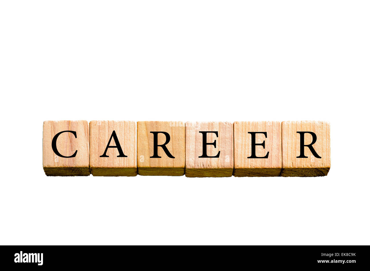 Word CAREER. Wooden small cubes with letters isolated on white ...