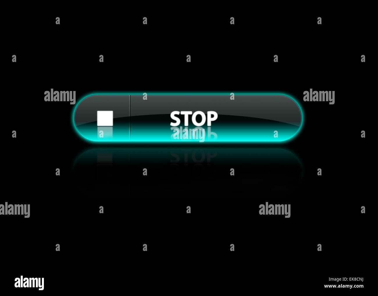 Button stop blue neon Stock Photo - Alamy