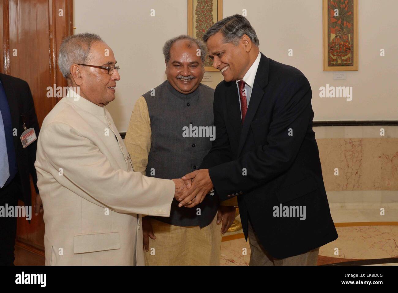 Kolkata, India. 06th Apr, 2015. The President of India, Shri Pranab Mukherjee, presenting the ...