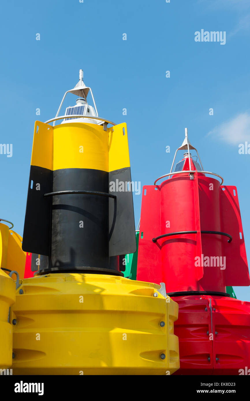 Colorful buoys for navigation in the sea Stock Photo - Alamy
