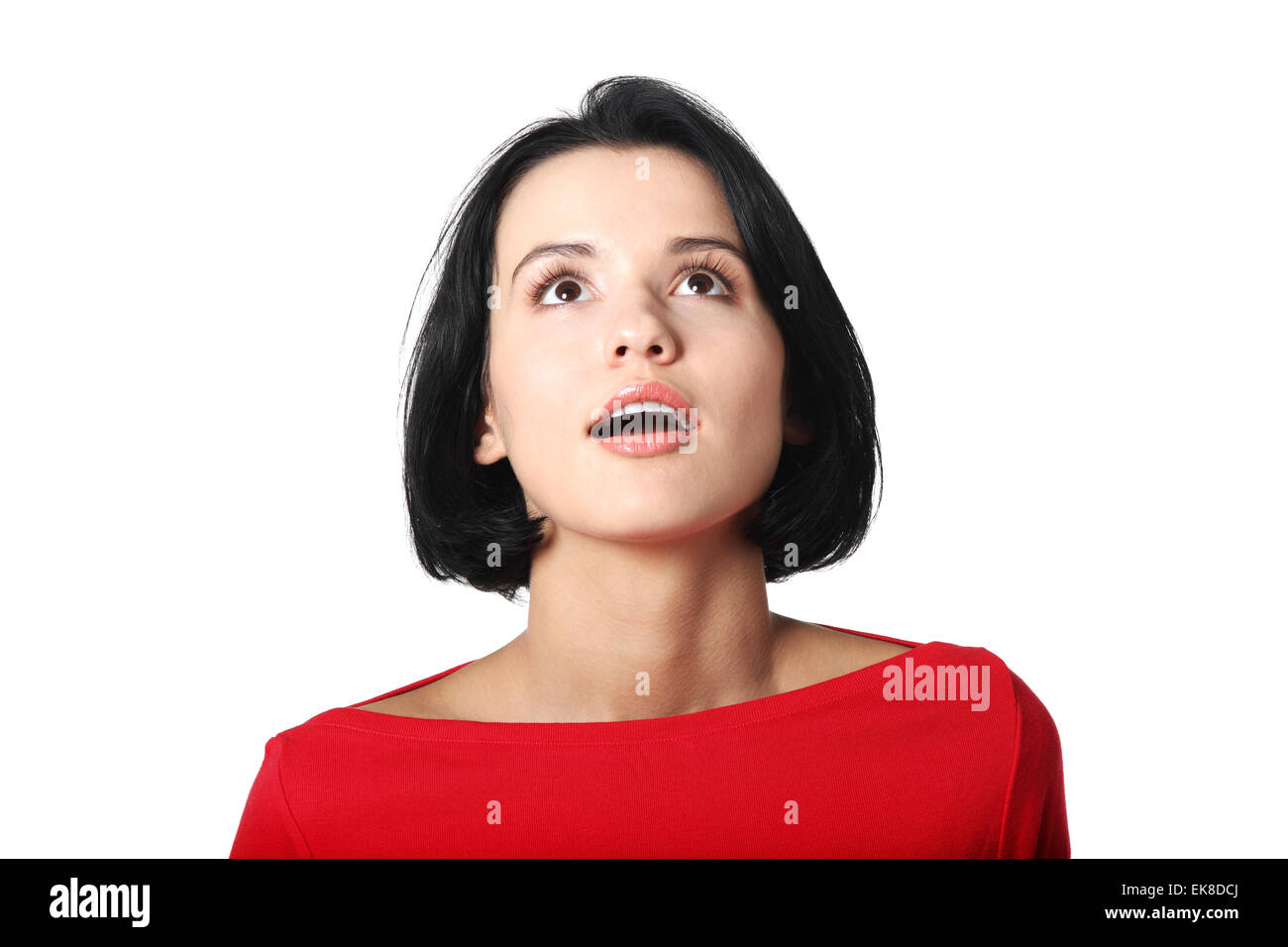 Attractive woman looking up Stock Photo - Alamy