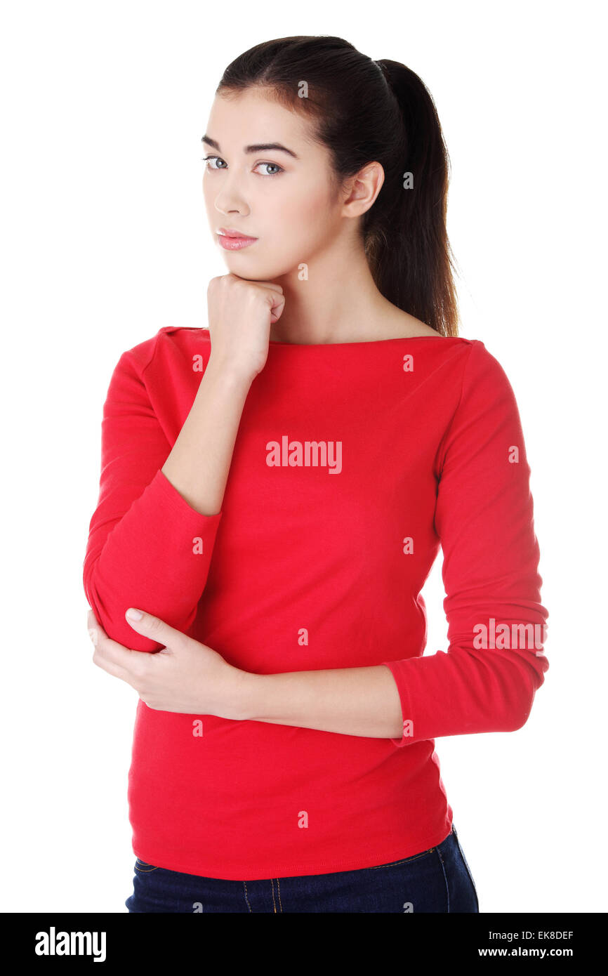 Thoughtful female student Stock Photo - Alamy