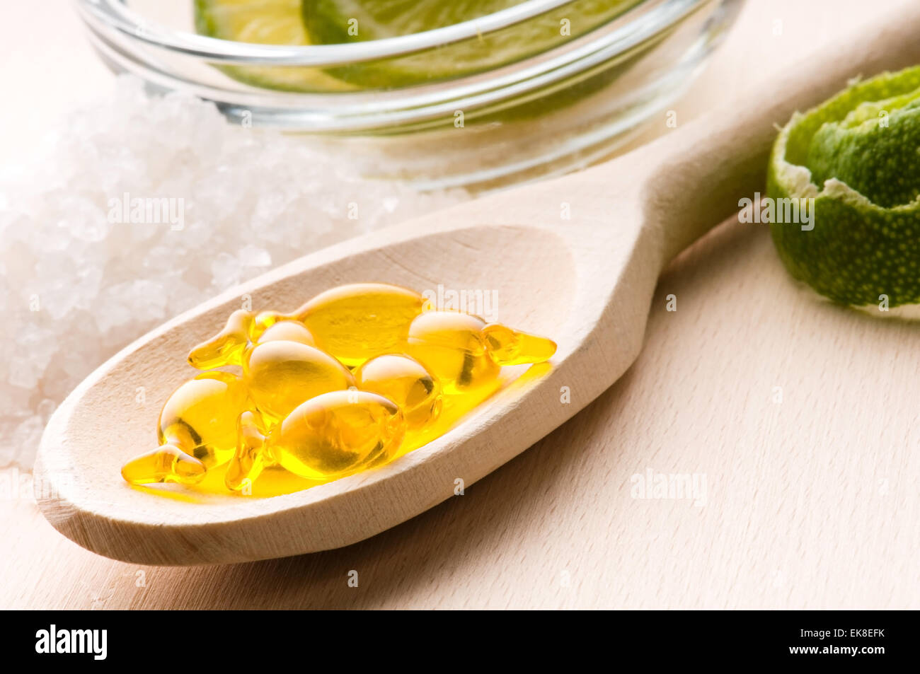 lemon bath - bath salt, capsule and fresh fruits Stock Photo - Alamy