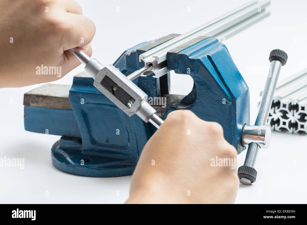 Thread cutting with a vise and taps Stock Photo - Alamy