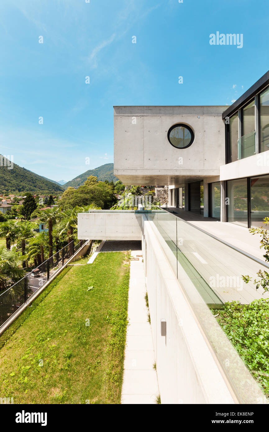 House, modern architecture, long terrace, outdoor Stock Photo - Alamy