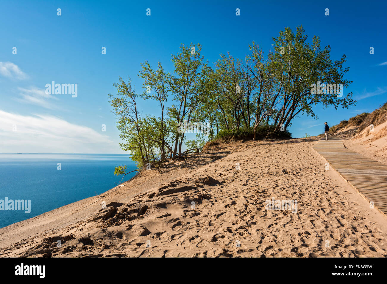 Michigan, Sleeping Bear Dunes National Lakeshore, trail overlooks Lake Michigan Stock Photo - Alamy