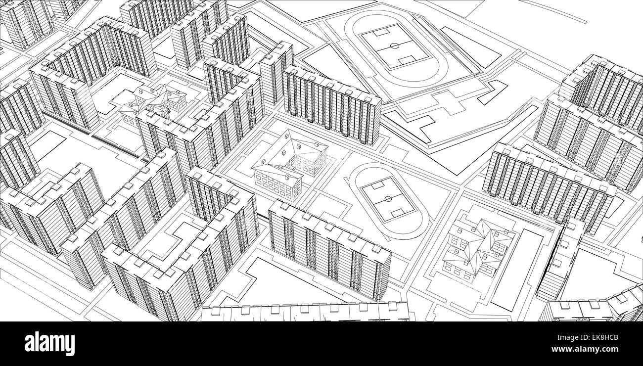 Wire-frame buildings. Vector Stock Photo - Alamy