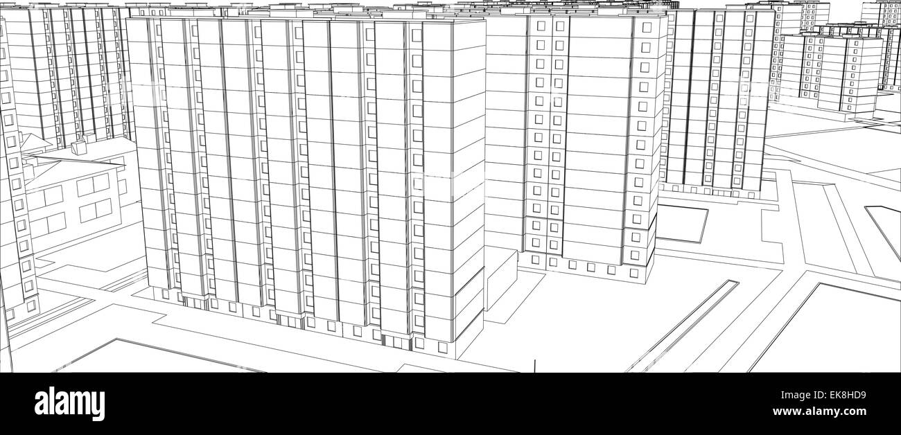 Wire-frame buildings. Vector Stock Photo - Alamy