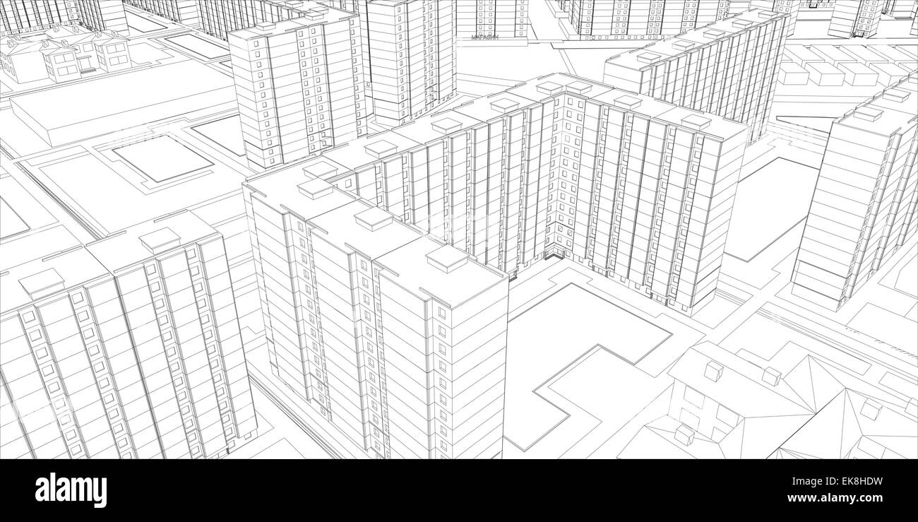Wire-frame buildings. Vector Stock Photo - Alamy