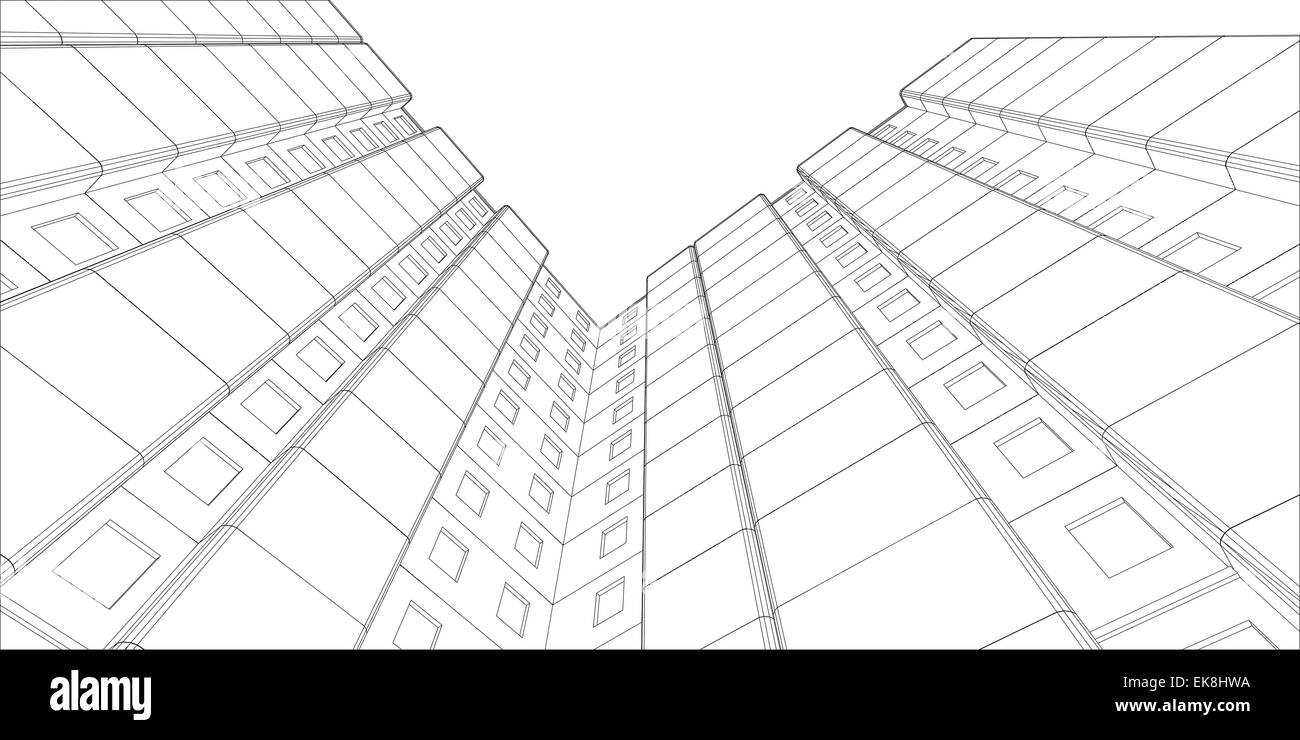 High rise building sketch Black and White Stock Photos & Images - Alamy