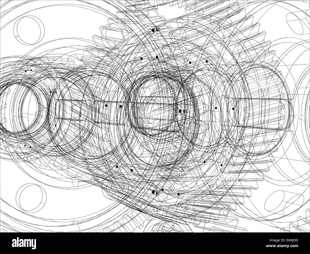 Wire-frame gears with shafts. Close-up. Vector Stock Photo - Alamy